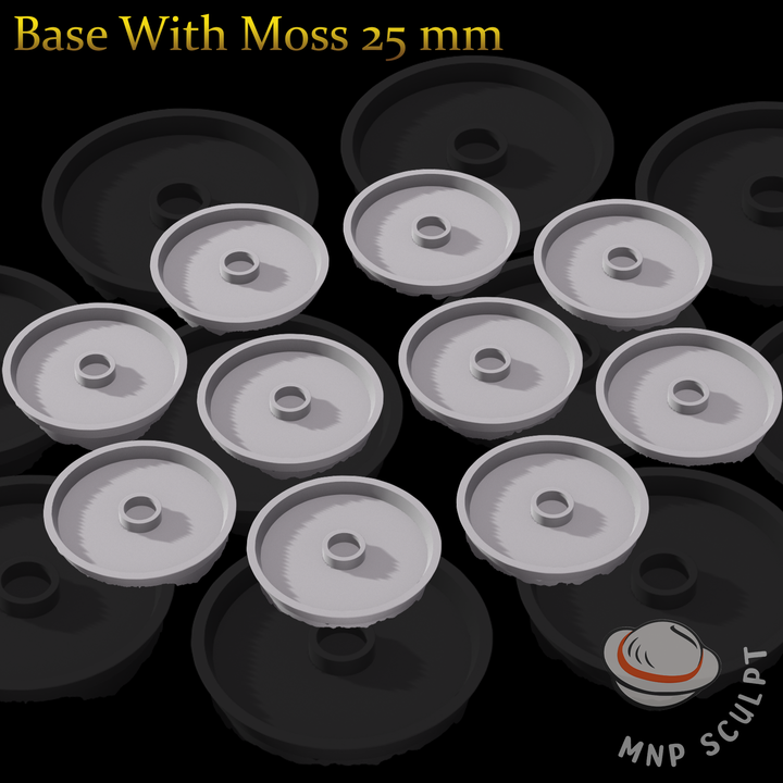 3D Printable Base With Moss 25 mm by MNP Sculpt